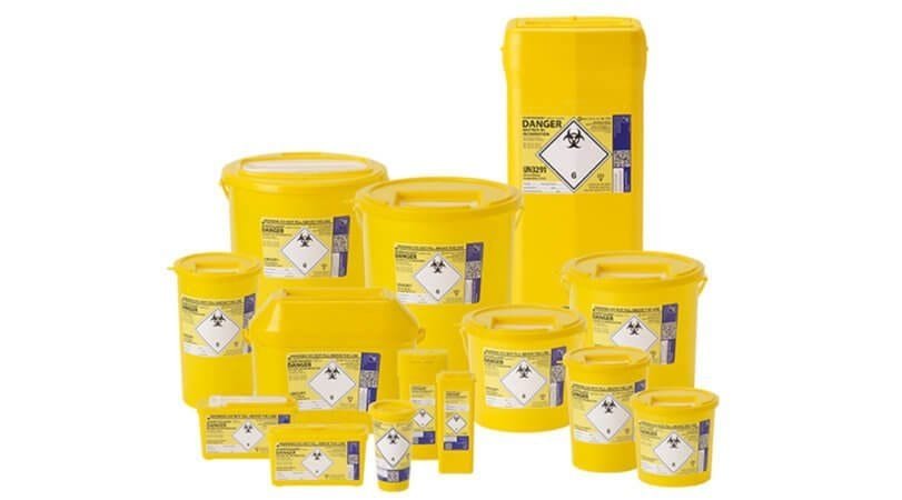 Yellow Sharps Disposal Boxes - Various Sizes - Medipost