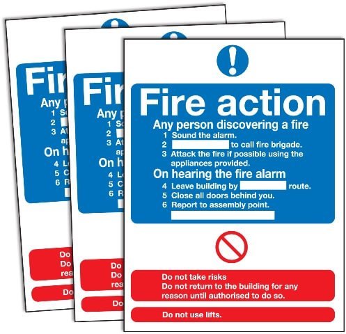 Fire Action Sign - Medipost - Self-adhesive vinyl or Rigid Plastic