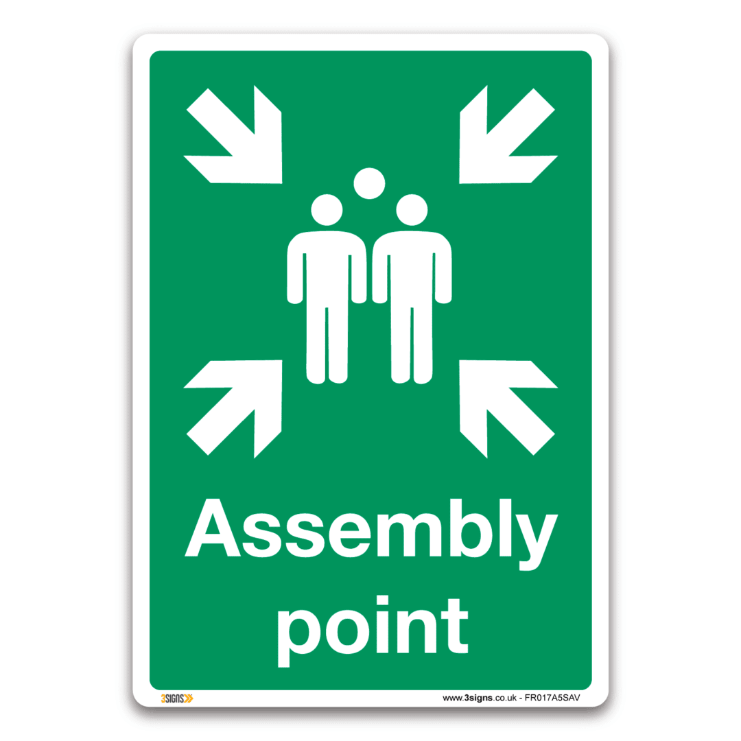 Fire Assembly Point Sign - Medipost - Self-adhesive vinyl in A5 Size